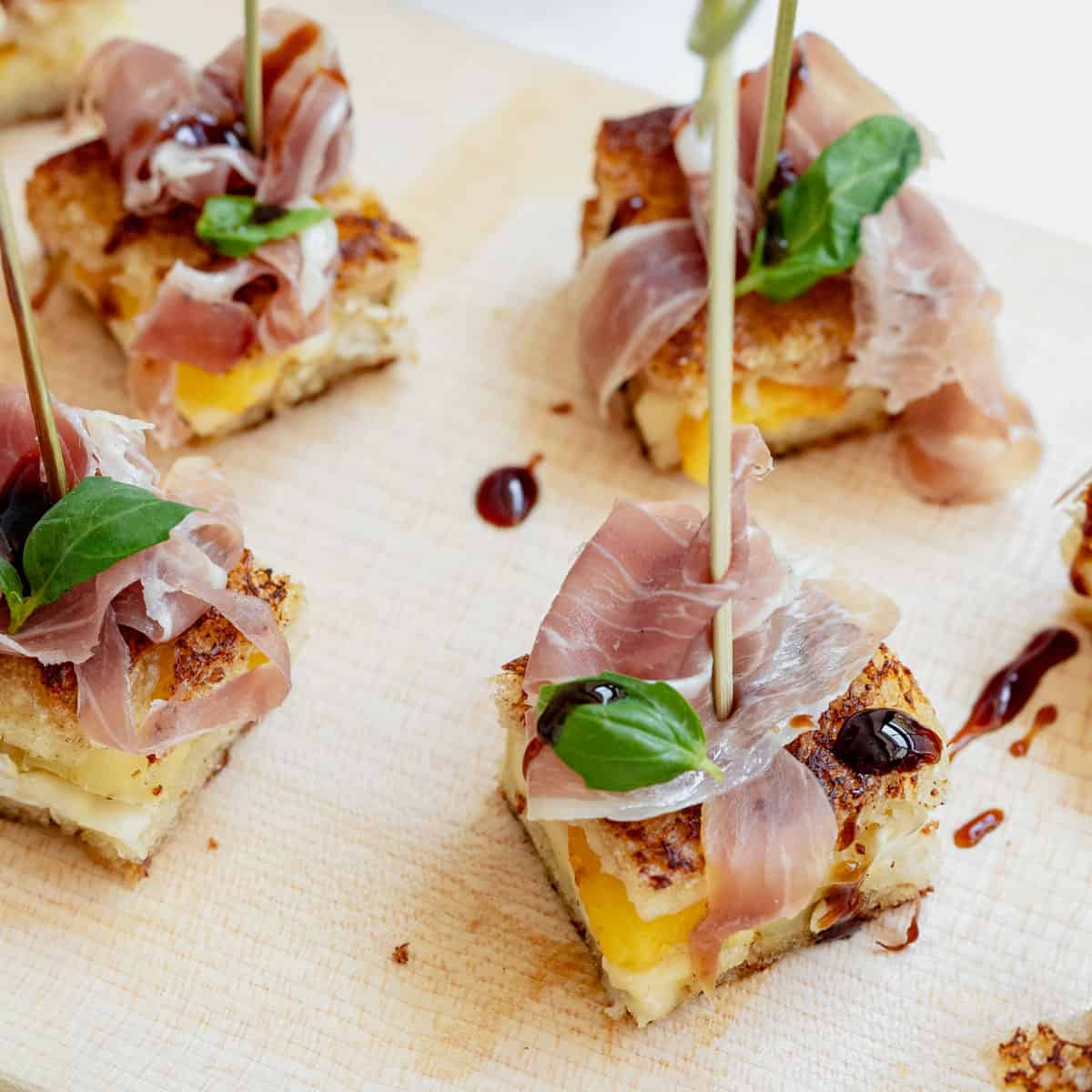 Peach and Brie Grilled Cheese Bites with Prosciutto - Newel Tasting Table