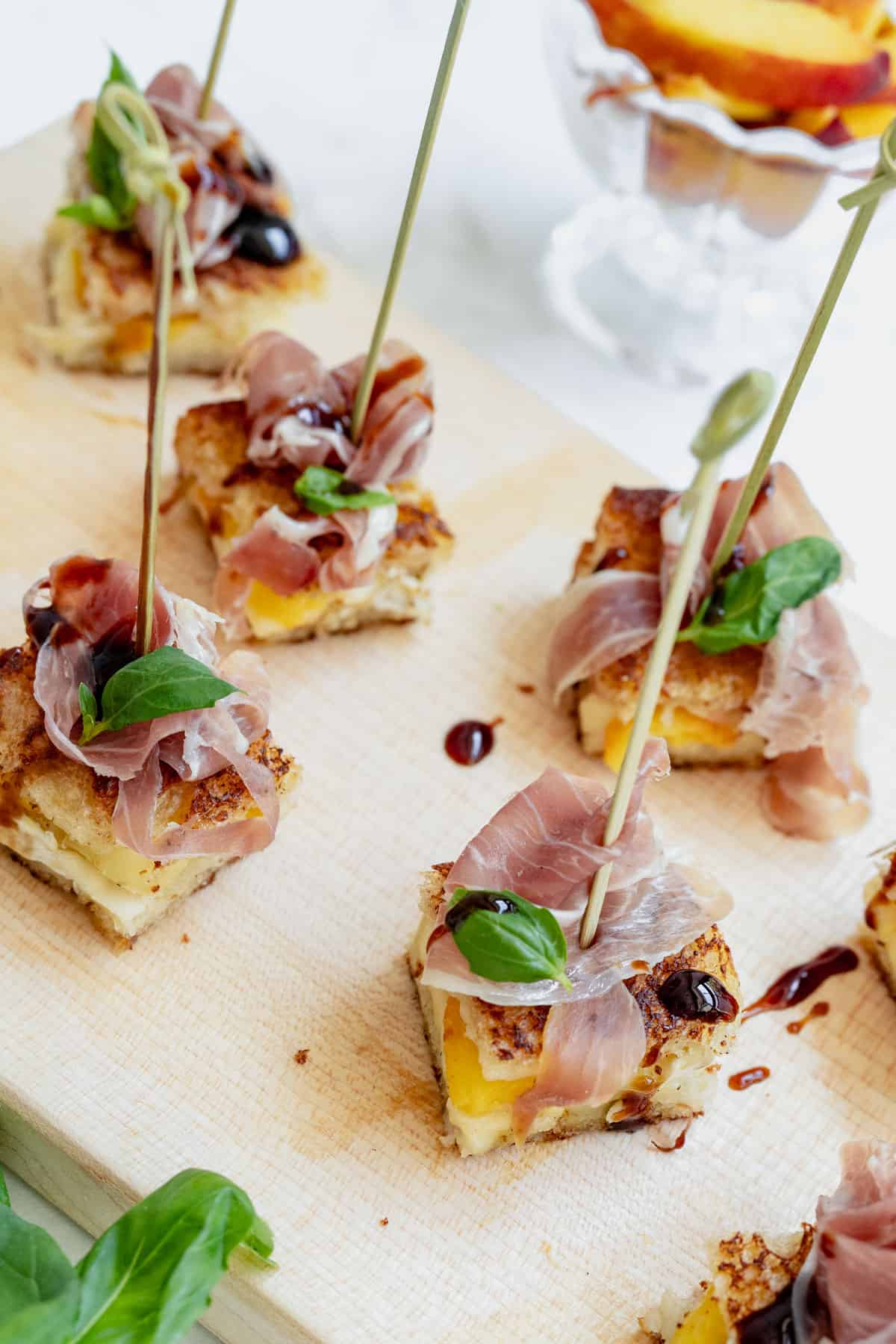 Peach and Brie Grilled Cheese Bites with Prosciutto - Newel Tasting Table