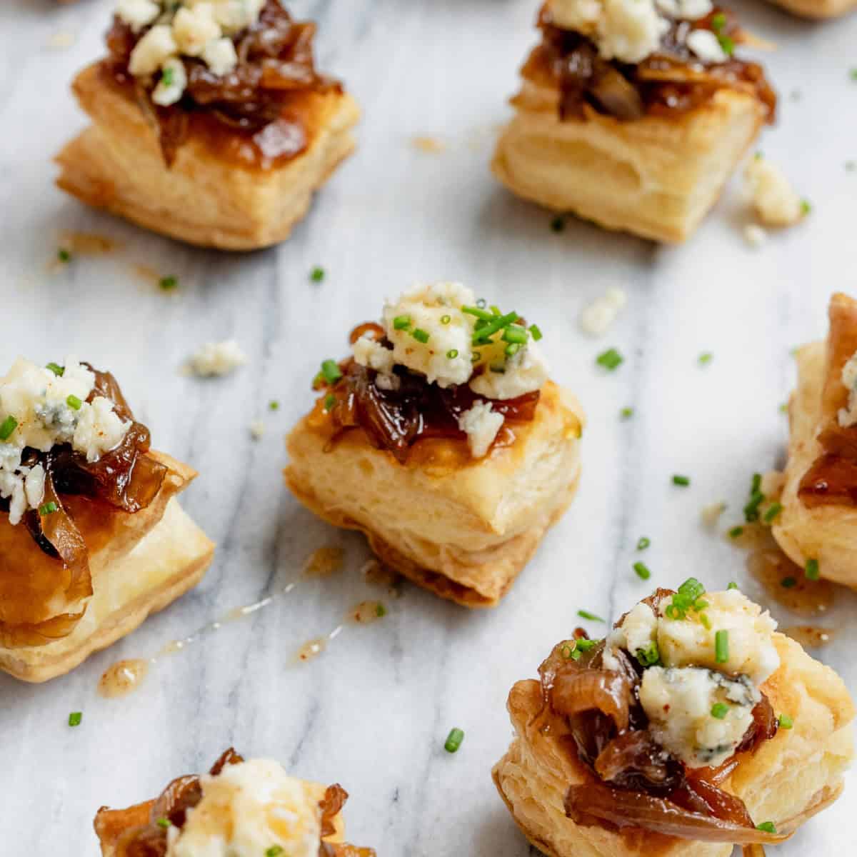 Caramelized Onion and Blue Cheese Puff Pastry Bites - Newel Tasting Table