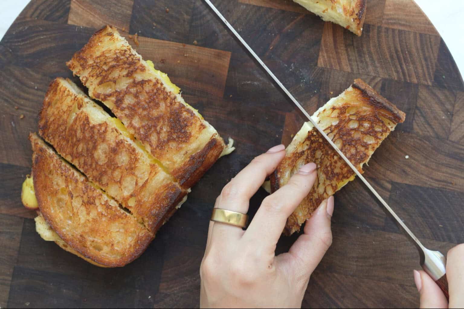 Peach and Brie Grilled Cheese Bites with Prosciutto - Newel Tasting Table