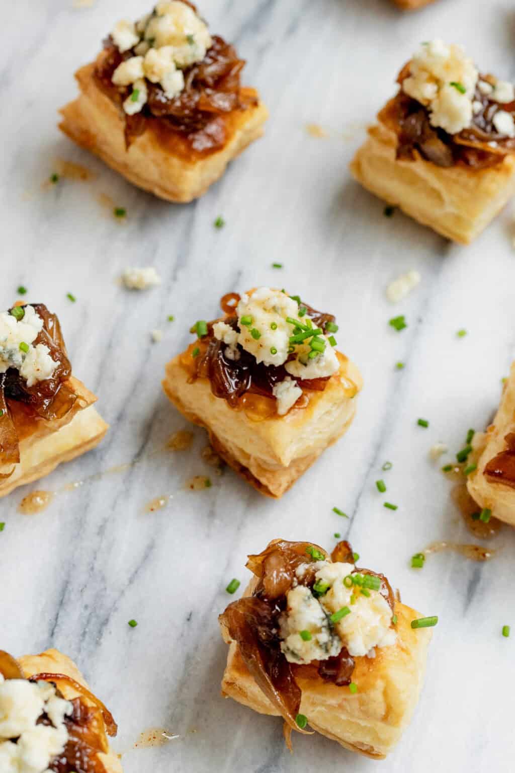 Caramelized Onion and Blue Cheese Puff Pastry Bites - Newel Tasting Table