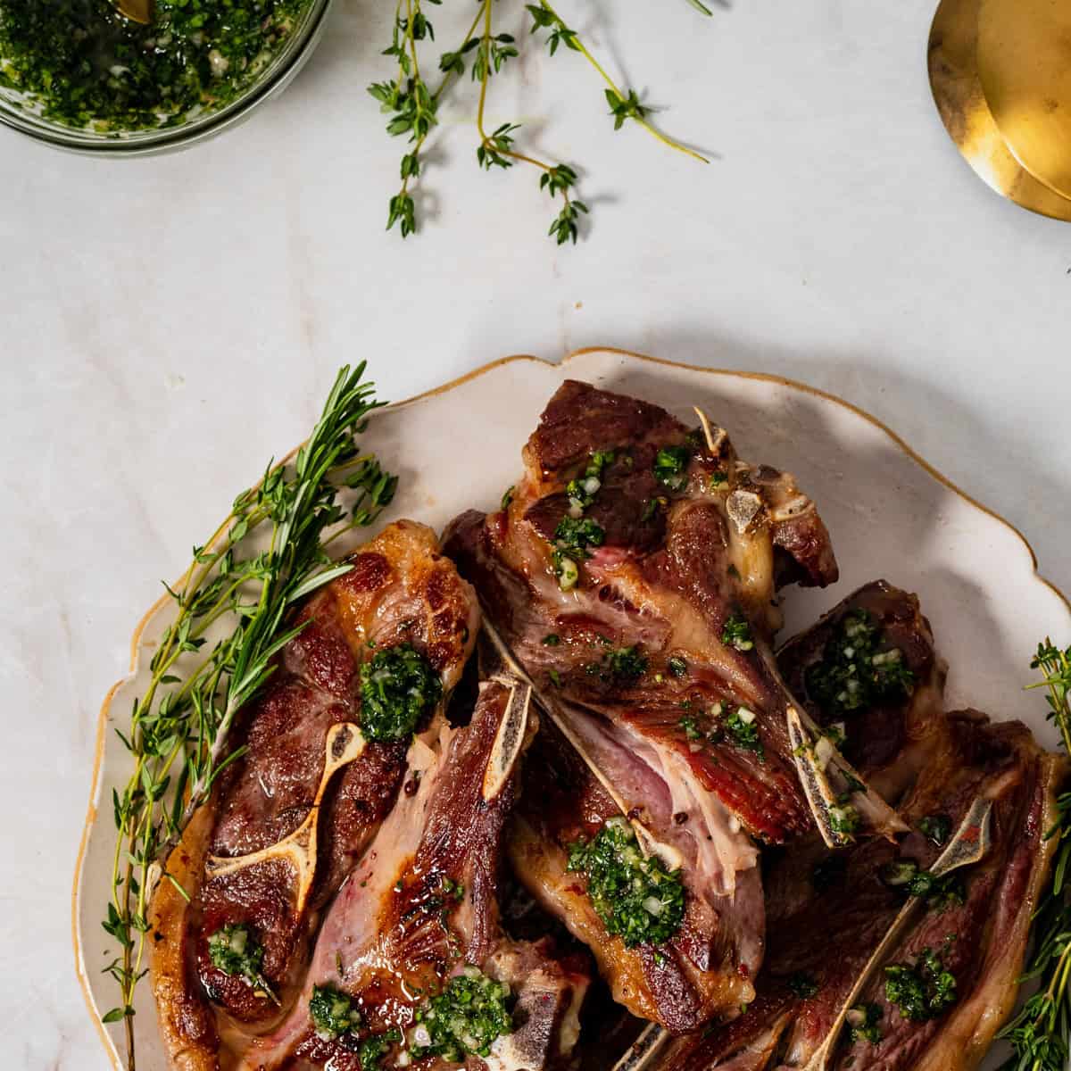 Lamb Shoulder Chops with Mint Chimichurri - Newel Tasting Table